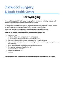 Ear syringing guide – Oldwood Surgery & Battle Health Centre